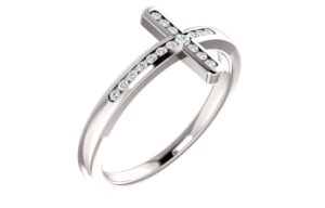 fb jewels 14k white gold 1/10 ctw diamond sideways cross ring