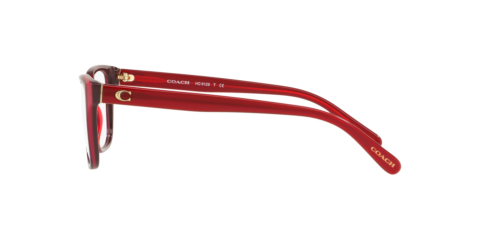 Coach HC6129 Prescription Eyewear Frames, Burgundy Laminate/Demo Lens, 52 mm