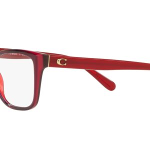 Coach HC6129 Prescription Eyewear Frames, Burgundy Laminate/Demo Lens, 52 mm