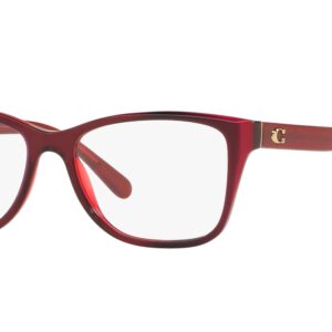 Coach HC6129 Prescription Eyewear Frames, Burgundy Laminate/Demo Lens, 52 mm