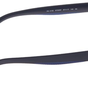 Polo Ralph Lauren Men's PH4142 Rectangular Sunglasses, Matte Navy Blue/Grey/Blue, 57 mm