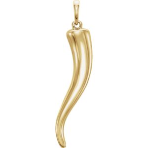 fb jewels 18k yellow gold 21.75mm italian horn pendant