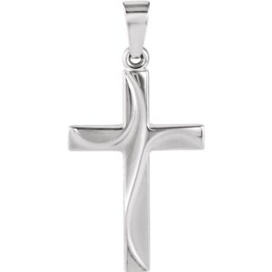 jewels by lux 14k white gold cross pendant 1.06 x .55 inches