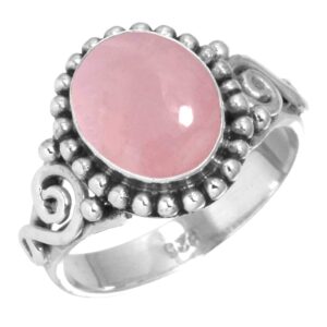 jeweloporium pink rose quartz 925 silver ring for women stone cocktail silver ring size 5 halloween - gift victorian jewelry