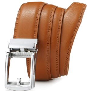 Lingli Men's Belt Ratchet Dress Belt with Automatic Buckle Brown/Black-Trim to Fit-35mm wide-200-110-TAN