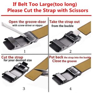 Lingli Men's Belt Ratchet Dress Belt with Automatic Buckle Brown/Black-Trim to Fit-35mm wide-200-110-TAN