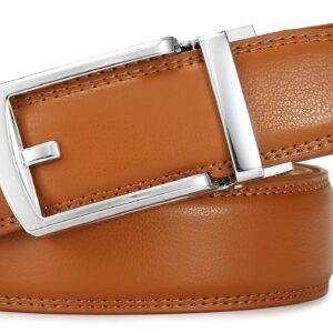 Lingli Men's Belt Ratchet Dress Belt with Automatic Buckle Brown/Black-Trim to Fit-35mm wide-200-110-TAN