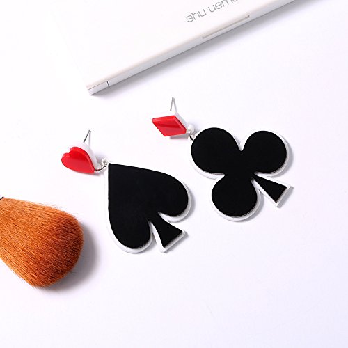 Playing Cards Pattern Drop Earring Fashion Party Gift Charms Hearts Spades Plum Poker Acrylic Earring Jewelry (Short)