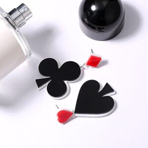 Playing Cards Pattern Drop Earring Fashion Party Gift Charms Hearts Spades Plum Poker Acrylic Earring Jewelry (Short)