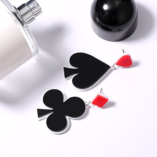 Playing Cards Pattern Drop Earring Fashion Party Gift Charms Hearts Spades Plum Poker Acrylic Earring Jewelry (Short)