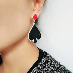 Playing Cards Pattern Drop Earring Fashion Party Gift Charms Hearts Spades Plum Poker Acrylic Earring Jewelry (Short)