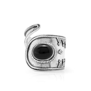 black onyx adjustable vintage ring 925 sterling silver gipsy tribal boho chic jewelry (7)