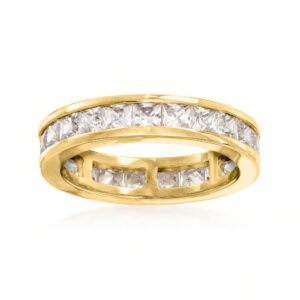 ross-simons 3.00 ct. t.w. cz eternity band in 18kt yellow gold over sterling silver. size 5