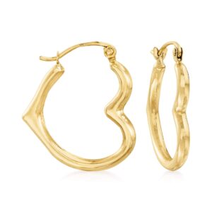 ross-simons 14kt yellow gold heart outline hoop earrings