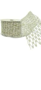 celebrate it- silver fish net expandable wired ribbon- 2.5 in x 25ft