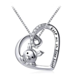 izpack cute little pig sterling silver crystal love pendant necklaces for her women engraved keep me in your heart nice gifts