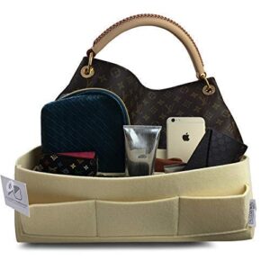 AlgorithmBags Designed for LV Artsy MM GM | Luxury Purse Organizer Insert, 2.5mm Felt Beige Liner Shaper (Cream, MM)