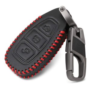 new replacement leather car key case cover holder fit ford fiesta focus 3 mk3 mk4 st mondeo c-max b-max kuga key chain