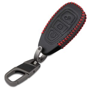 New Replacement Leather Car Key Case Cover Holder Fit Ford Fiesta Focus 3 MK3 MK4 ST Mondeo C-Max B-Max Kuga Key Chain