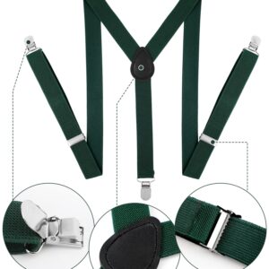 SATINIOR Suspender and Bow Tie Set 80s Clip on Suspenders for Men Women(Green)