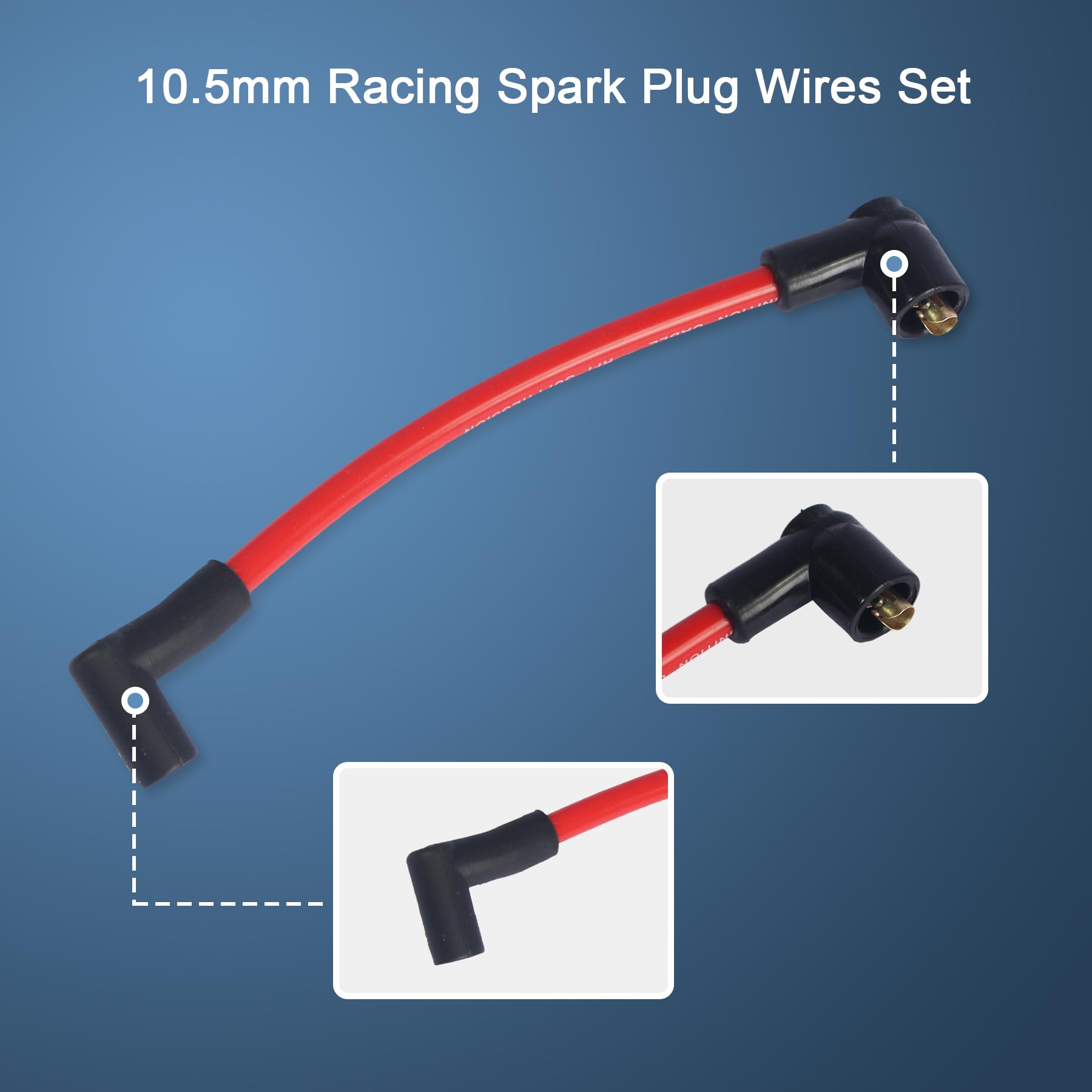 JDMSPEED New Red 10.5mm Racing Spark Plug Wires Set Replacement for Ford 5.0L 5.8L, SB SBF 302