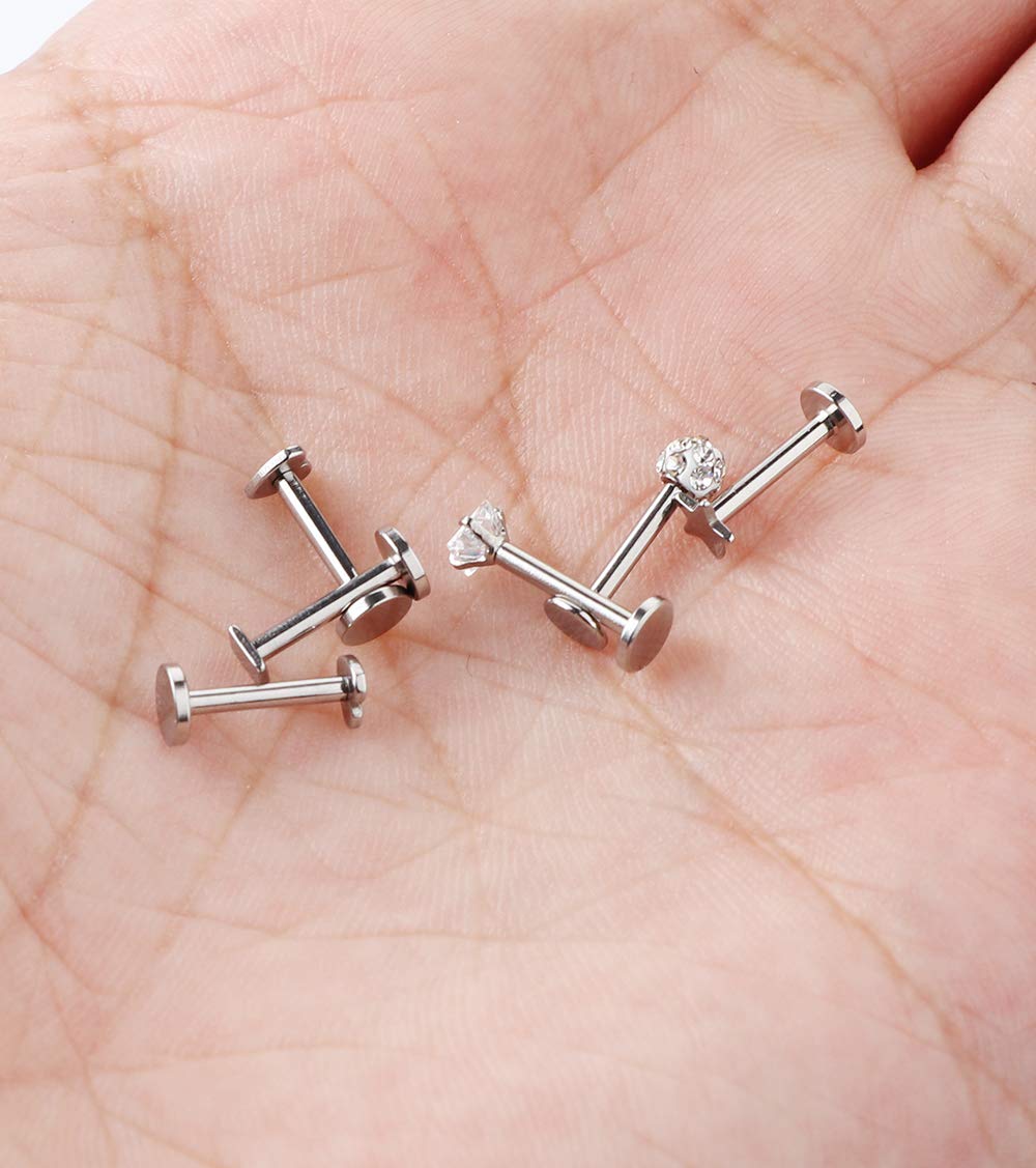 Udalyn 20 Pcs Stainless Steel Labret Studs Lip Rings for Men Women Nose Studs Cartilage Earrings Tragus Helix Piercing Jewelry 16G