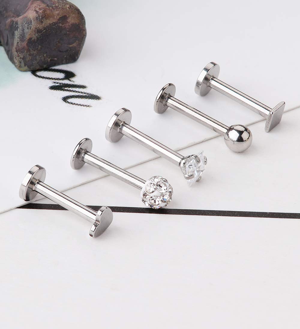 Udalyn 20 Pcs Stainless Steel Labret Studs Lip Rings for Men Women Nose Studs Cartilage Earrings Tragus Helix Piercing Jewelry 16G