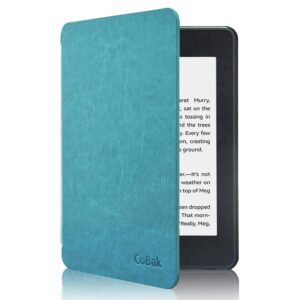 cobak kindle paperwhite case - all new pu leather smart cover with auto sleep wake feature for kindle paperwhite 10th generation 2018 released, sky blue