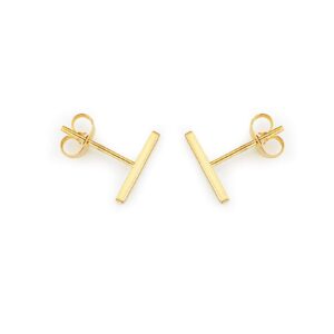 Altitude Boutique 18K Gold Plated Skinny Wire Midi Balance Bar Stud Earrings Hypoallergenic Long Bar Earrings in Gold, Rose Gold, or Silver | Delicate Jewelry (Gold, 10mm)