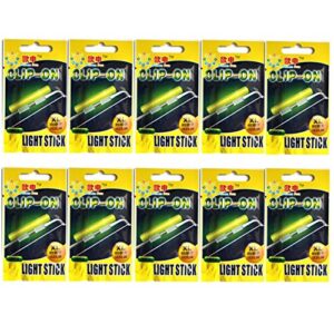 qualyqualy clip-on fishing glow sticks for pole, fishing lights for rods, fishing pole light sticks bulk kit 20 pcs (10packs xl 3.3-3.7mm)