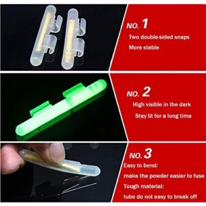 QualyQualy Clip-On Fishing Glow Sticks for Pole, Fishing Lights for Rods, Fishing Pole Light Sticks Bulk Kit 20 Pcs (10Packs XL 3.3-3.7mm)