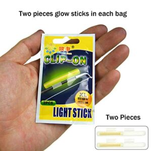 QualyQualy Clip-On Fishing Glow Sticks for Pole, Fishing Lights for Rods, Fishing Pole Light Sticks Bulk Kit 20 Pcs (10Packs XL 3.3-3.7mm)