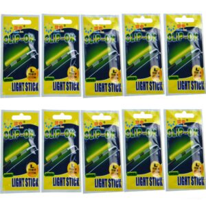 qualyqualy clip-on fishing glow sticks for pole, fishing lights for rods, fishing pole light sticks bulk kit 20 pcs (10packs l 2.7-3.2mm)