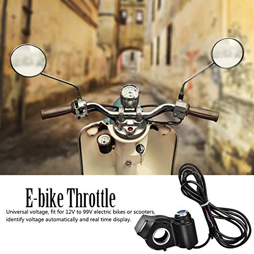 DEWIN Thumb Throttle Speed Control, Sensitive E-Bike Scooter Thumb Throttle with LCD Battery Voltage Display 12V to 99V for E-Scooter Electric Bike