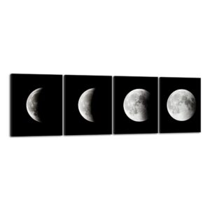 wieco art moon canvas prints wall art space pictures paintings large modern gallery wrapped black and white abstract sky giclee artwork on ready to hang for living room bedroom home office decor