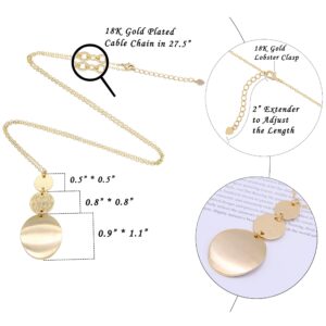 PERNNLA PEARL Long Disc Pendant Necklace Adjustable 18K Gold Plated Sweater Chain Necklace Handmade Multi-Layer Pendant Y-style Jewelry for Women