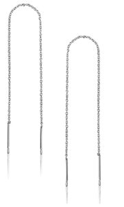 a pair 925 sterling silver tassel threader drop earrings long chain ear line (silver)