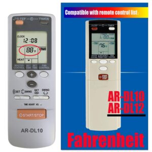 ying ray replacement for fujitsu air conditioner remote control for model ar-dl10 ar-dl12 asu18c1 asu18r1 asu24c1 asu24r1 asu30c1 asu18t abu22 abu30 abu36 (display in fahrenheit only)