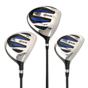 ram golf ez3 mens graphite wood set - driver, 3 & 5 wood - headcovers included