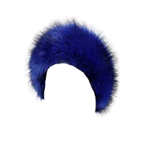 tngan women's faux fur headband soft winter cossack russion style hat cap royal blue