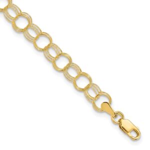 IceCarats 10K Yellow Gold Triple Link Chain Charm Bracelet 7 inch