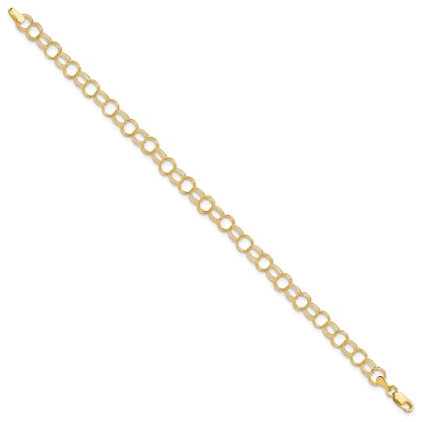 IceCarats 10K Yellow Gold Triple Link Chain Charm Bracelet 7 inch