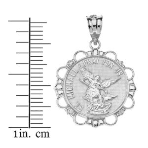 925 Sterling Silver Round St. Michael The Archangel Medal CZ Pendant