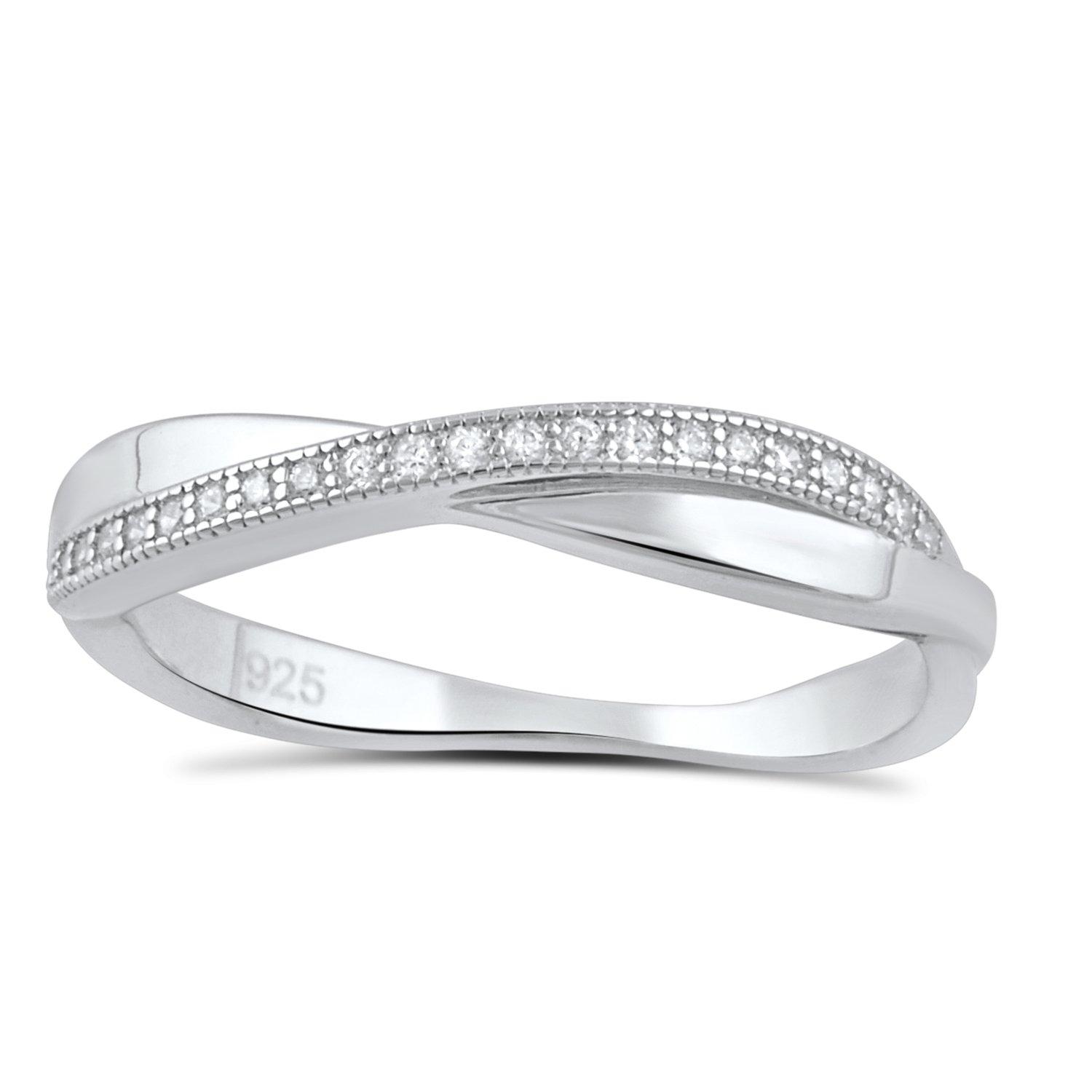 SILVERCLOSEOUT Sterling Silver Cz Thin Stackable Infinity Ring - Size 10