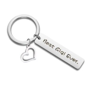 qiier gigi gift best gigi ever keychain christmas birthday mother's day gift for grandma (silver)