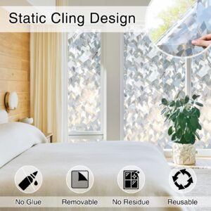 rabbitgoo Window Privacy Film, 3D Decorative Stained Glass Window Film, Static Cling Door Window Covering Removable Window Sticker Window Vinyl, Sun Blocking Glue Free, Crystal Icicles 17.5"x78.7"