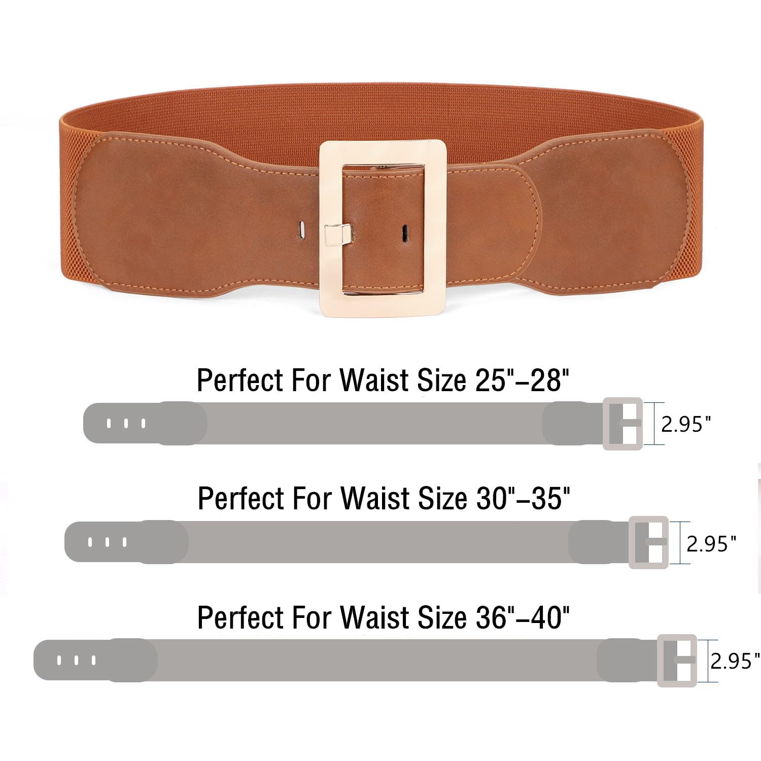 JASGOOD Women Dress Waist Belt Stretchy Elastic Vintage Belts for Dress with Metal Buckle