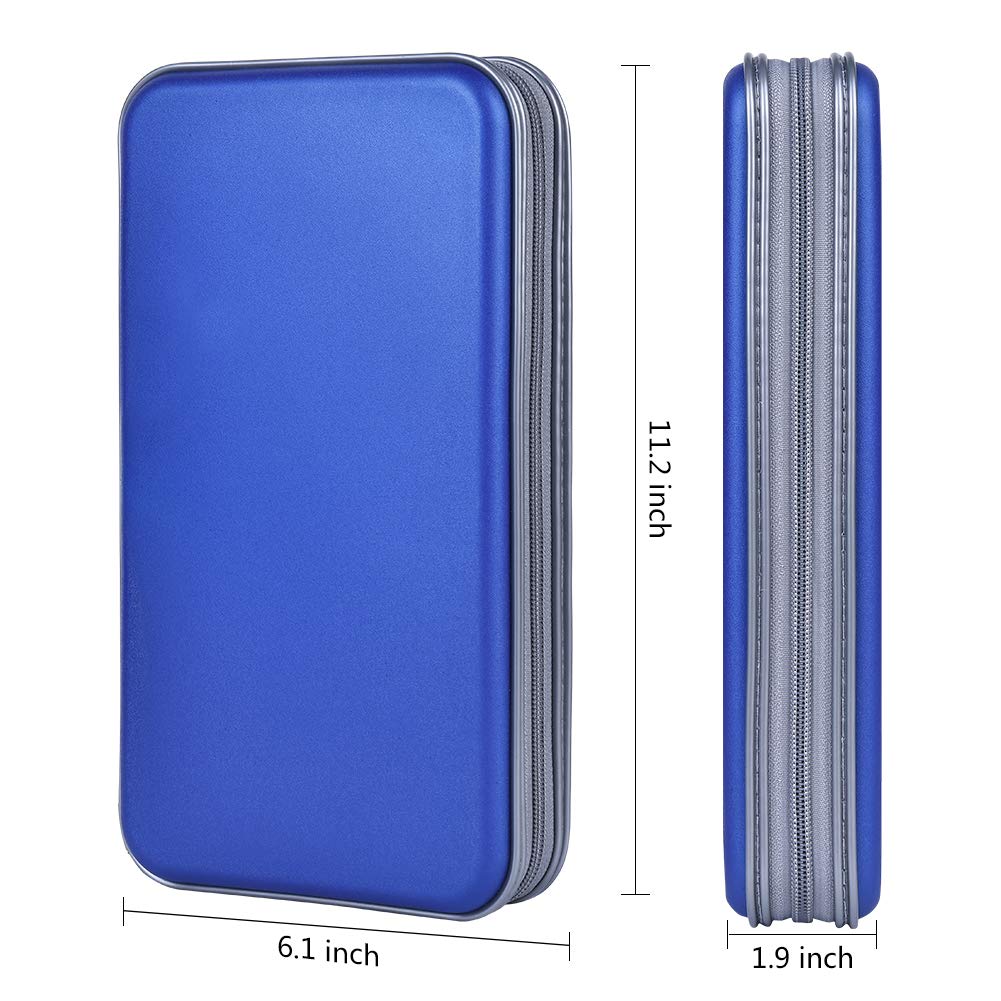 alavisxf xx CD Holder, 72 Capacity CD/DVD Case Holder Portable Wallet Storage Organizer Hard Plastic Protective Storage Holder for Car Travel(72 Capacity, Blue 72)