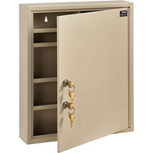 global industrial medical security cabinet with double key locks, 14"w x 3-1/8"d x 17-1/8"h, beige