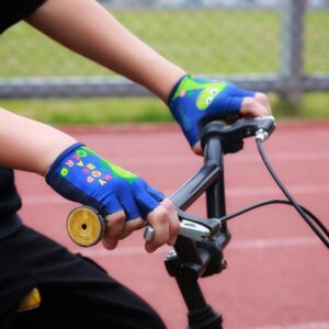 Boys and Girls Bike Gloves for Balance and Pedal Bicycles for Kids Age 3-10 Half-Finger Cycling Riding Scooter Gloves (Blue, XS(3-4years))